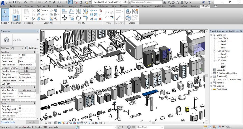 1016 Models Medical Equipment Revit families.rfa - Mahelak