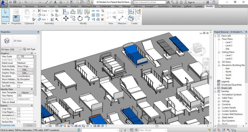 43 Models For Patient Bed & Dental revit families.rfa - Mahelak