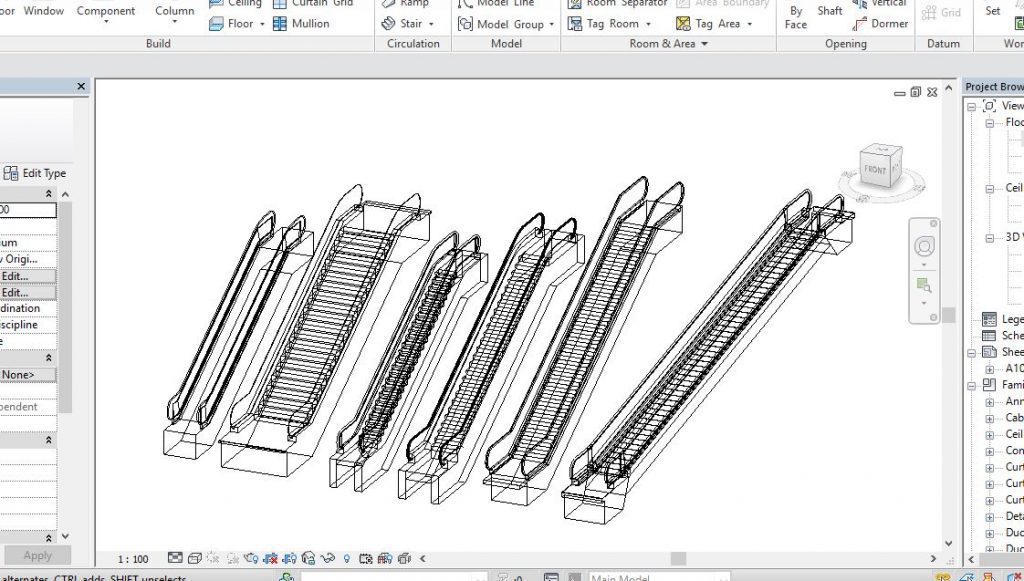 6 Escalator models Revit families.rfa - Mahelak