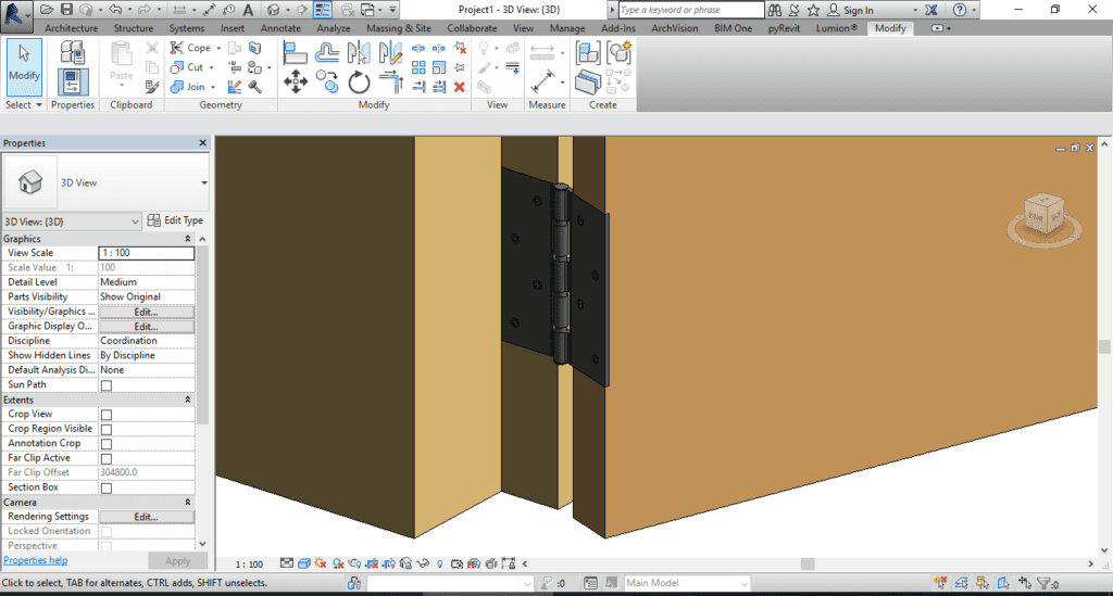 Single door revit family.rfa (3d rotated & full parameter)