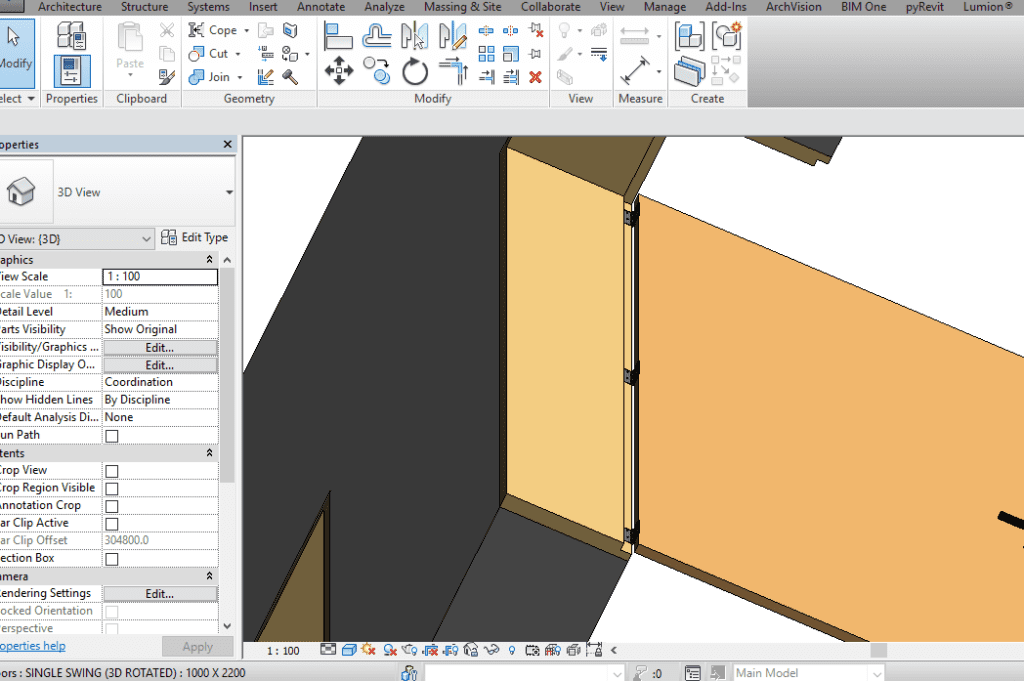 Single door revit family.rfa (3d rotated & full parameter)