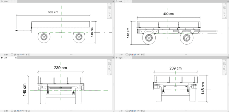 Agricultural Trailer Model Revit File (.rfa) | 3D Revit 2019