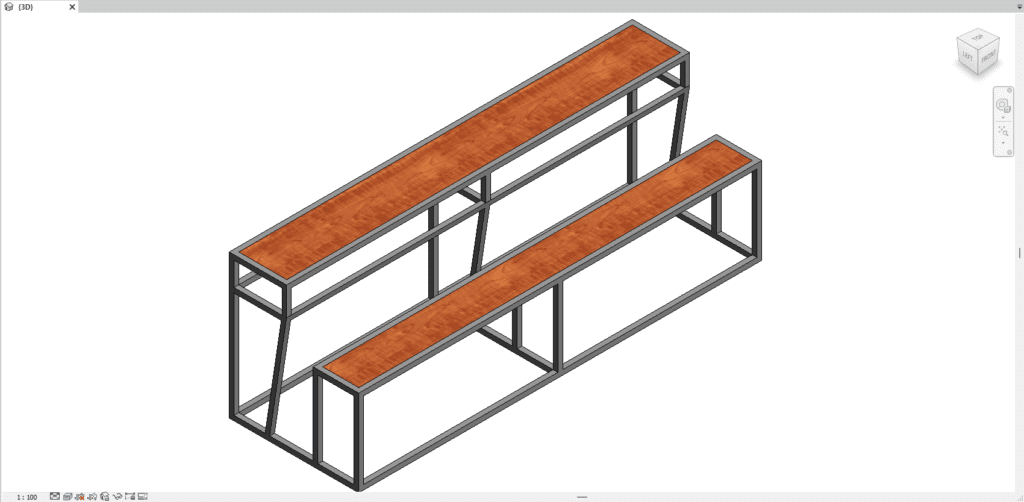 Dual Desk Bench 4 Seater Model Revit File (.rfa) | 3D Revit 2019