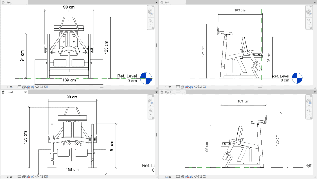 Plate Loaded Kneeling Leg Curl Revit File (.rfa) | 3D Revit 2019
