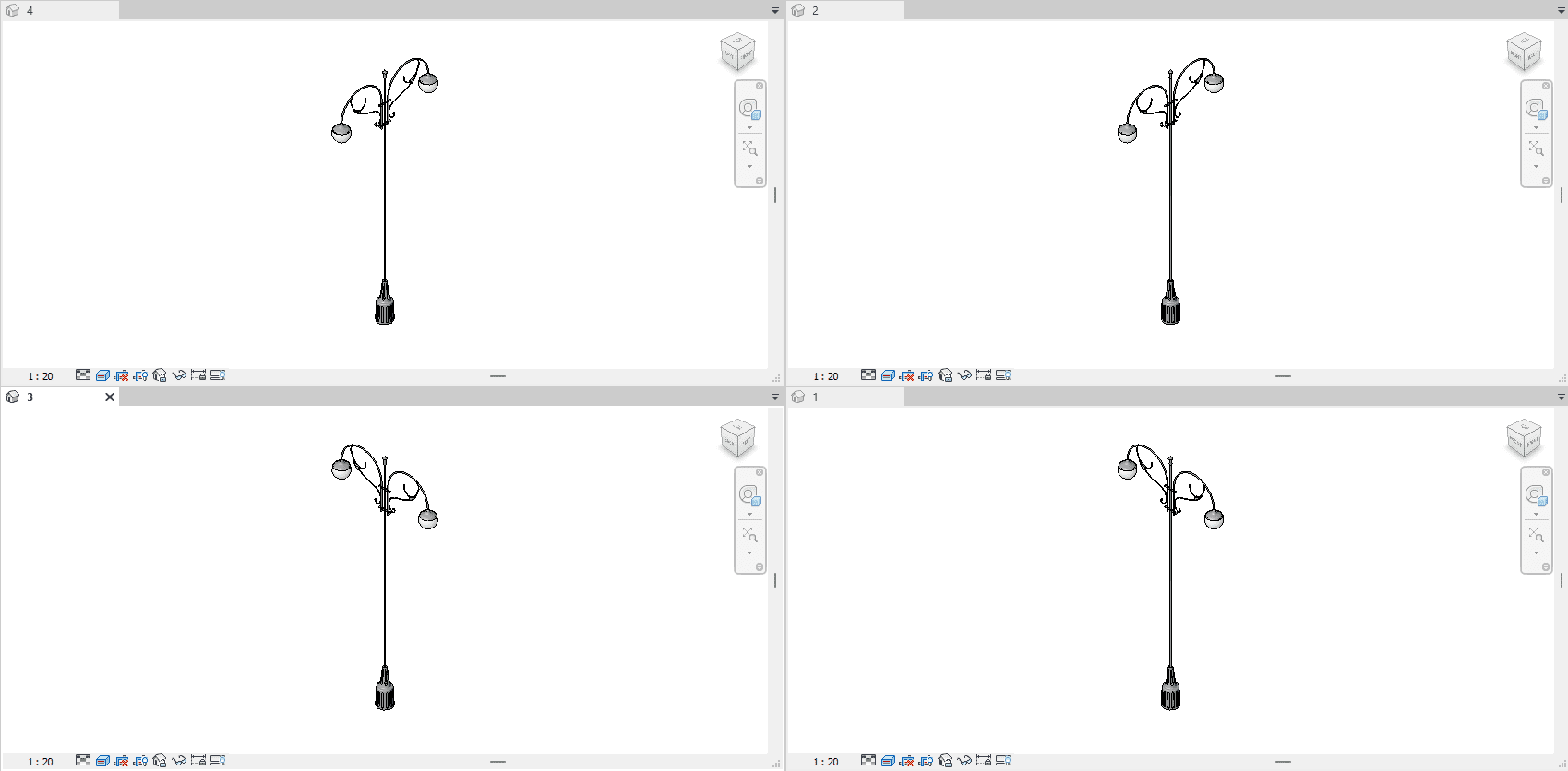 Double Arm Street Light Model Revit File (.rfa) | 3D Revit 2019