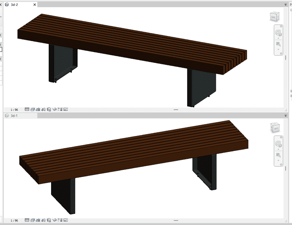 Frame Wooden Bench Revit Model | 3D Revit 2019.rfa