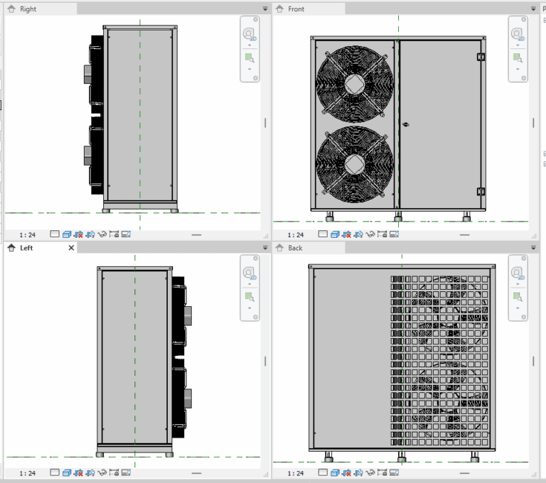 Cooling Cabinet Split Unit Revit Family – Double Fan Outdoor Condenser ...