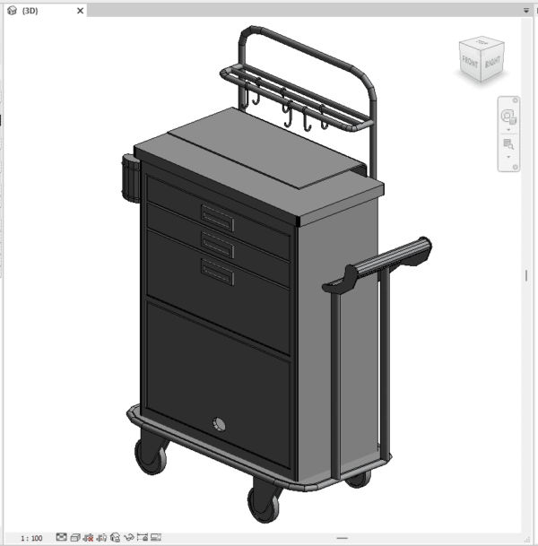 Medical Dressing Trolley Revit Family Hospital Utility Cart BIM Download