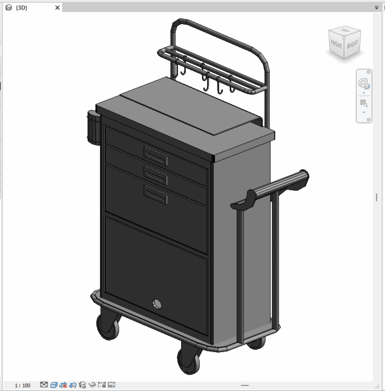 Medical Dressing Trolley Revit Family Hospital Utility Cart BIM Download