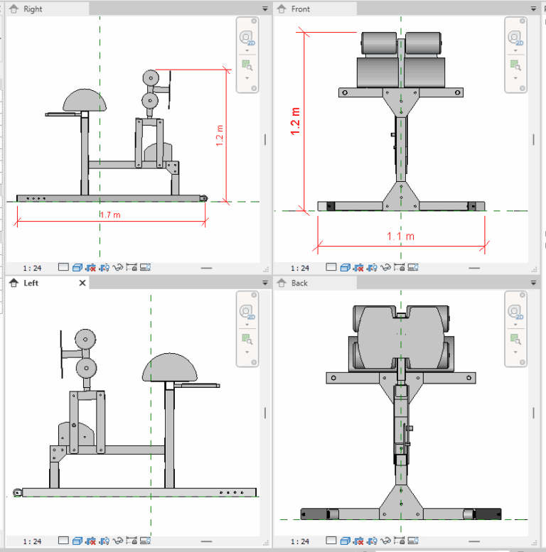 Hyperextension Bench – Back Extension Machine | Revit Family BIM Model