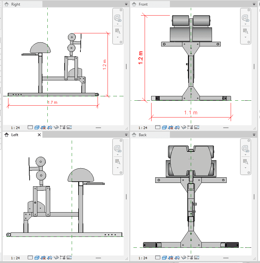 Hyperextension Bench – Back Extension Machine | Revit Family BIM Model
