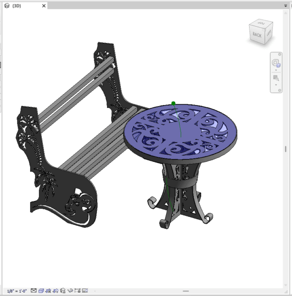 Metal Outdoor Bench & Plasma-Cut Coffee Table | Revit Family BIM Model
