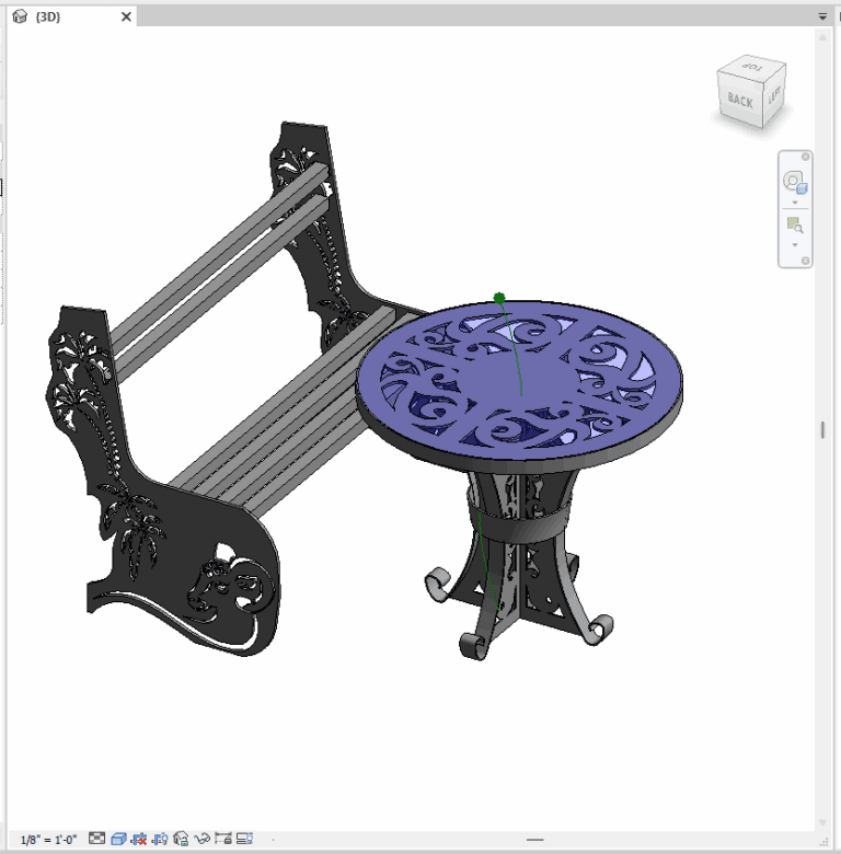Metal Outdoor Bench & Plasma-Cut Coffee Table | Revit Family BIM Model