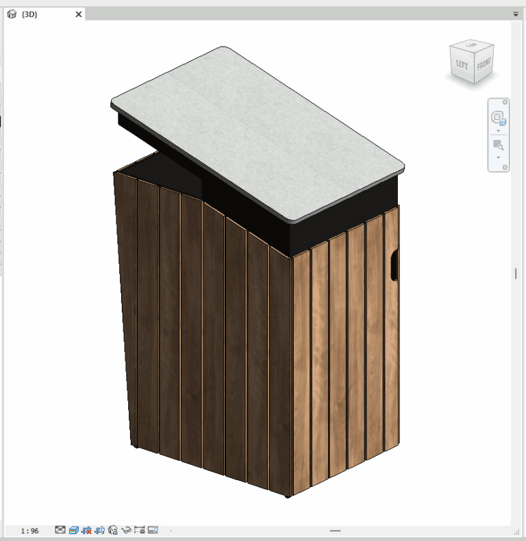 Modern Outdoor Rubbish Bin – Wood Slatted Waste Container | Revit ...