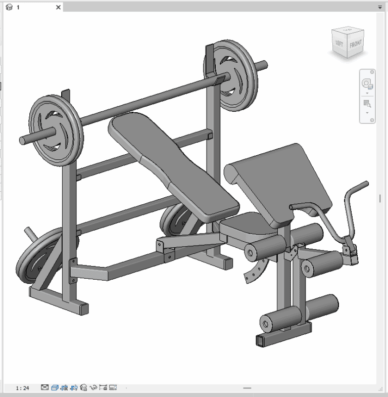Multi-Functional Bench Press – Adjustable Gym Station | Revit Family ...